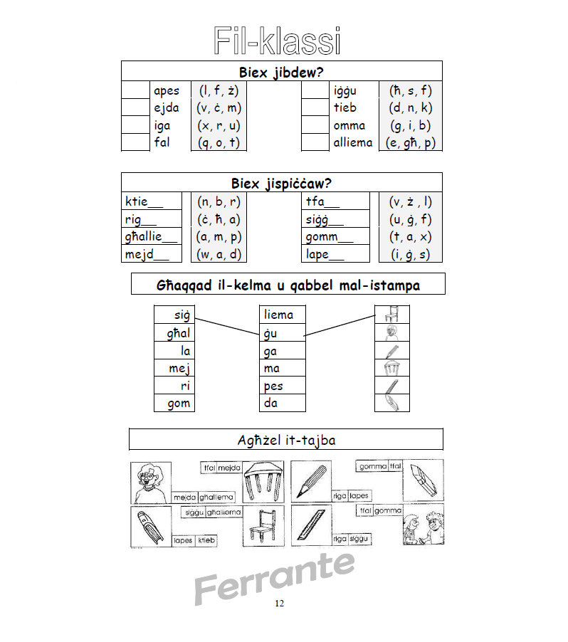 ferrante worksheets year 2 malti askworksheet - il malti ghat tfal l ...