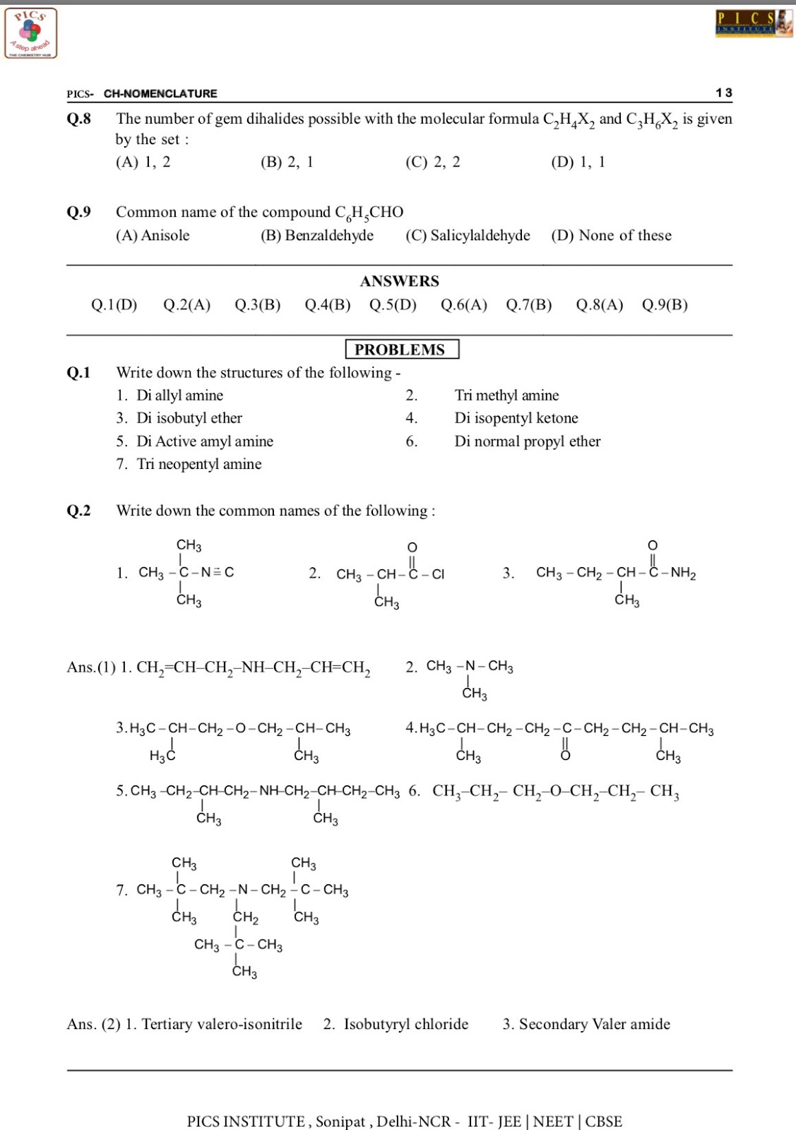 Nomenclature of Organic compounds , Common names & IUPAC names
