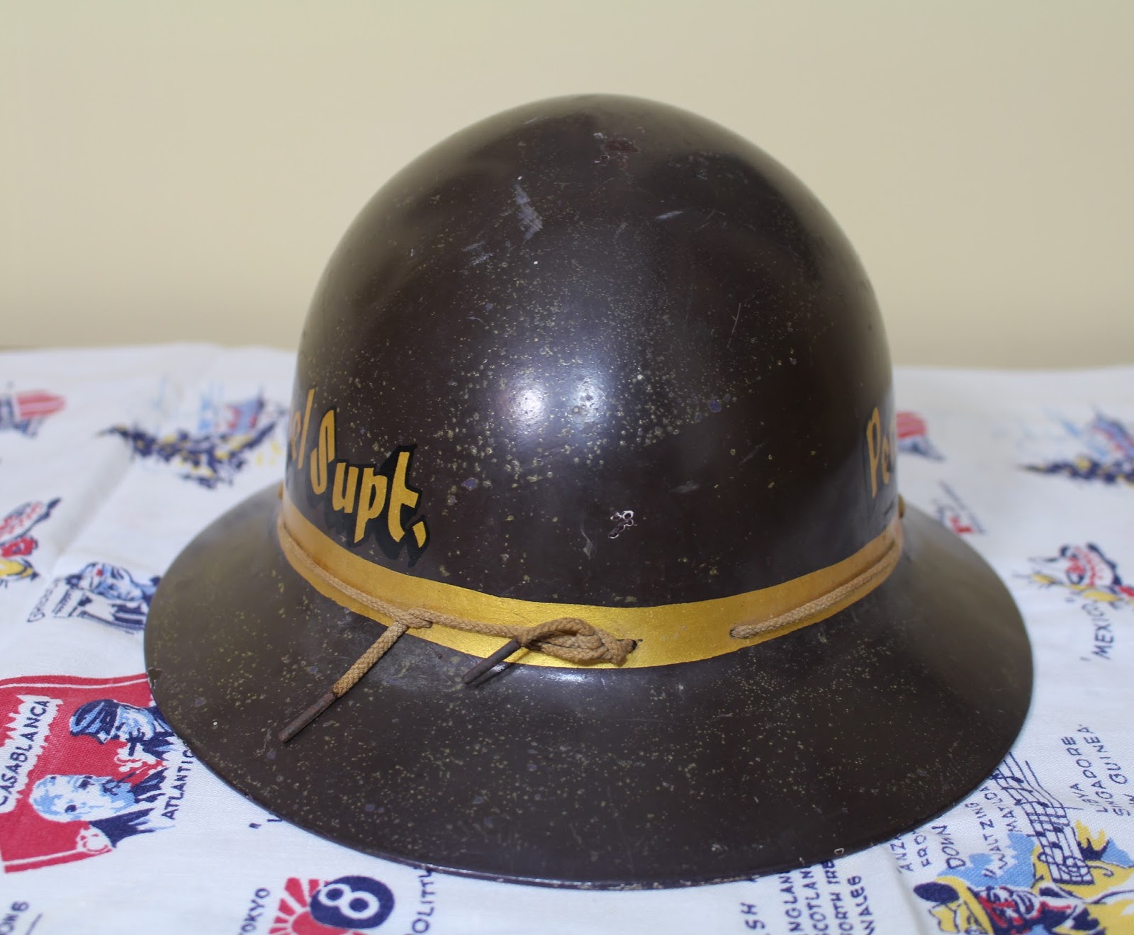 Nostalgia on Wheels: WWII USN Instructor Hard Hat Helmet - Hand Lettered