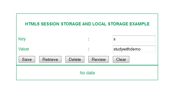 HTML5 Data Storage Example - StudywithDemo