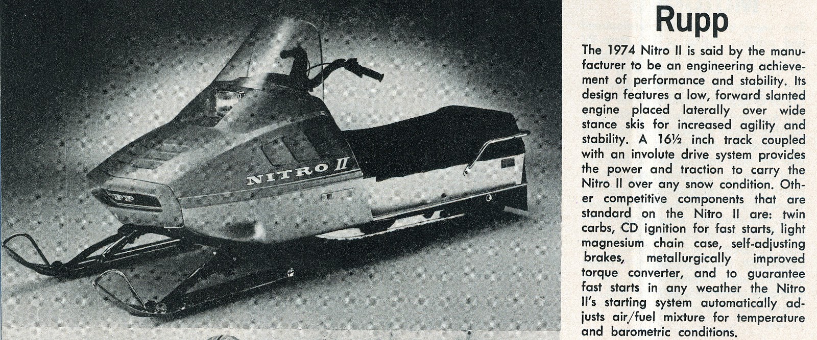 CLASSIC SNOWMOBILES OF THE PAST: 1974 RUPP NITRO II SNOWMOBILE