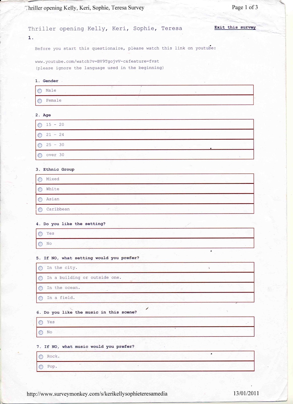 KKTS Media Group: The questions asked in our Survey Monkey questionnaire.