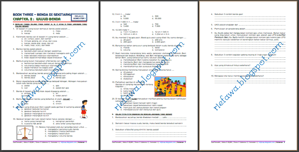 Download Soal Tematik Kelas 3 Tema 3 Subtema 2 - Benda Di Sekitarku ...
