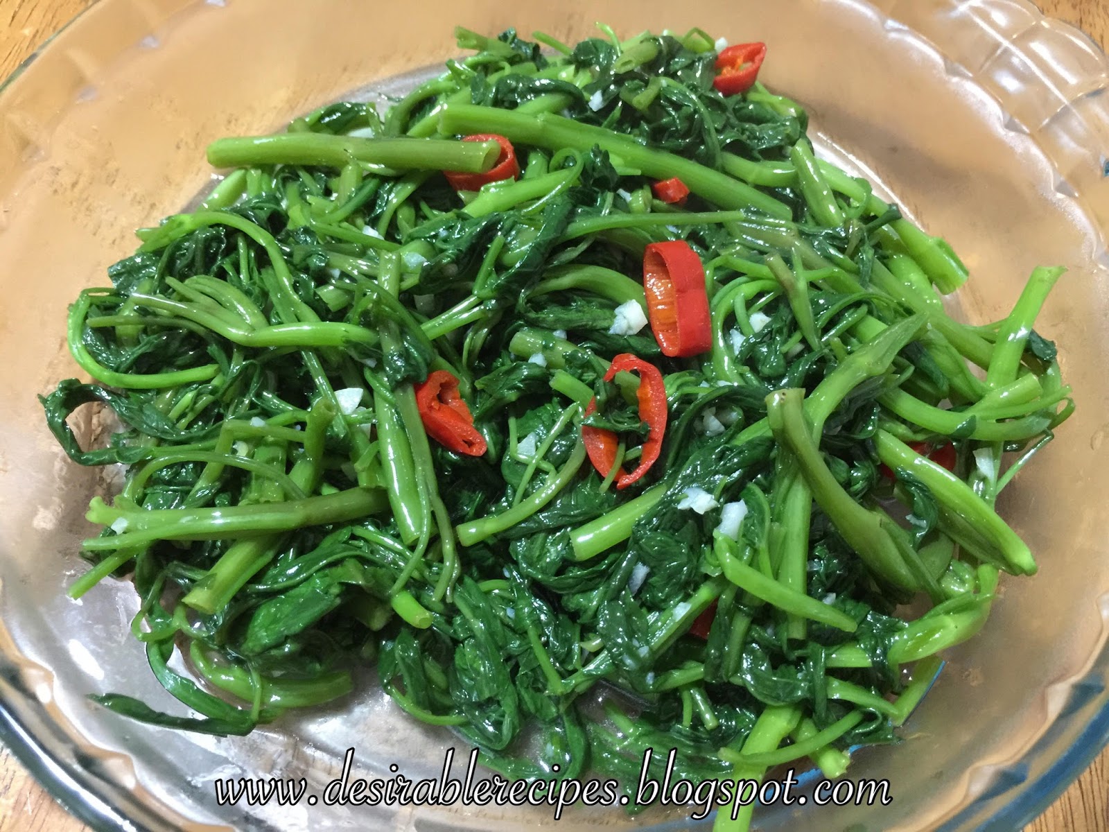 Stir Fried Kangkung with Garlic and Chili