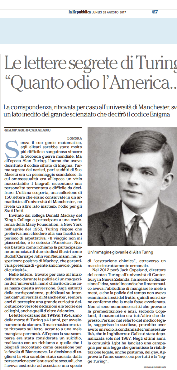 materialismo storico: La corrispondenza e la biografia di Alan Turing