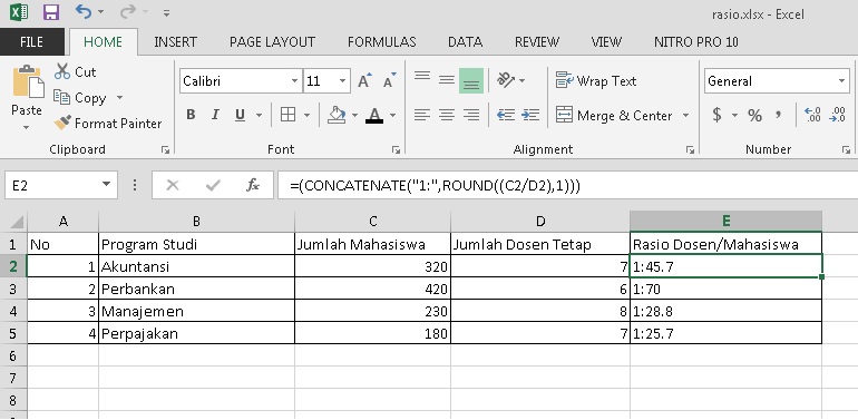 Membuat Data Rasio di Excel
