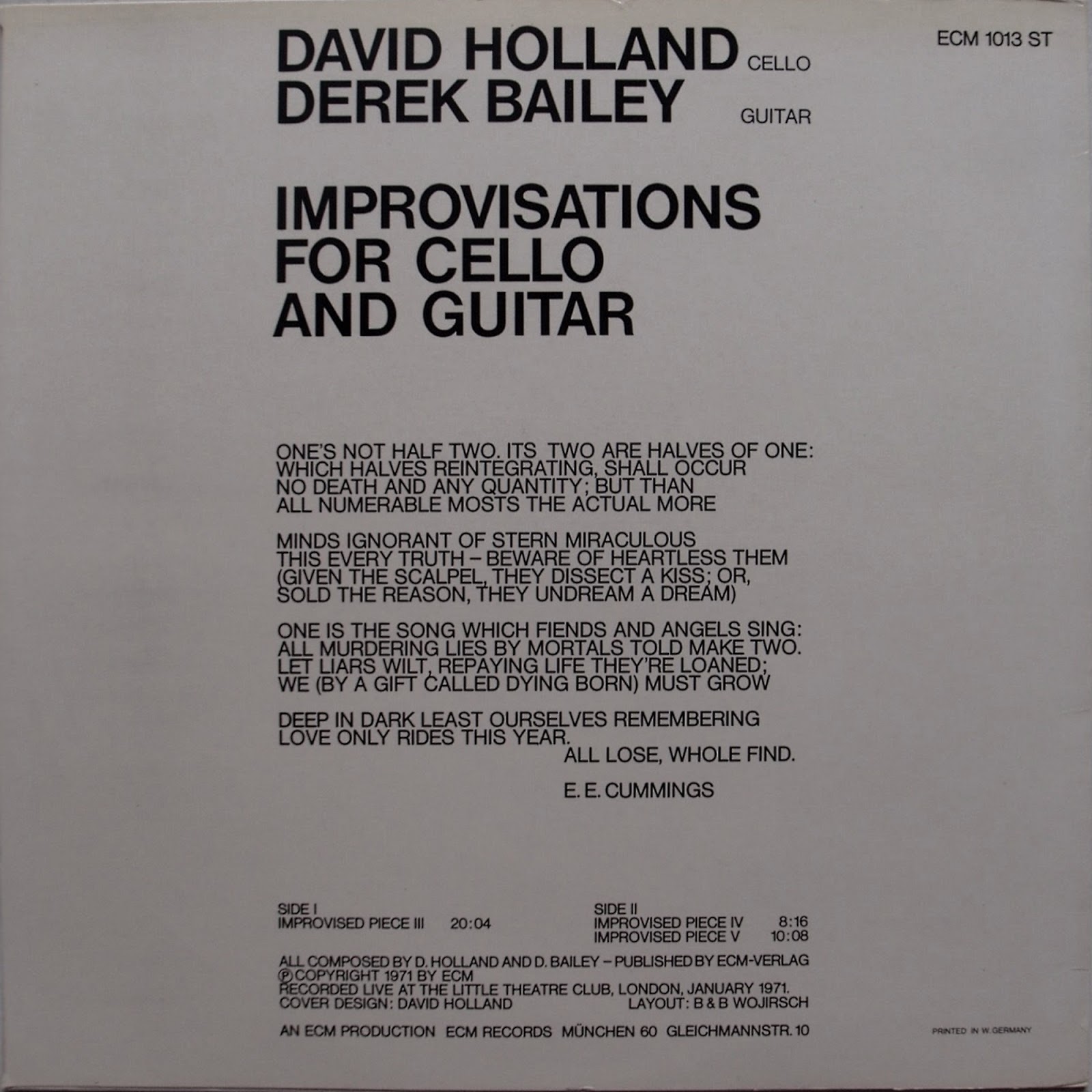 Different Perspectives In My Room...!: DAVID HOLLAND / DEREK BAILEY ...