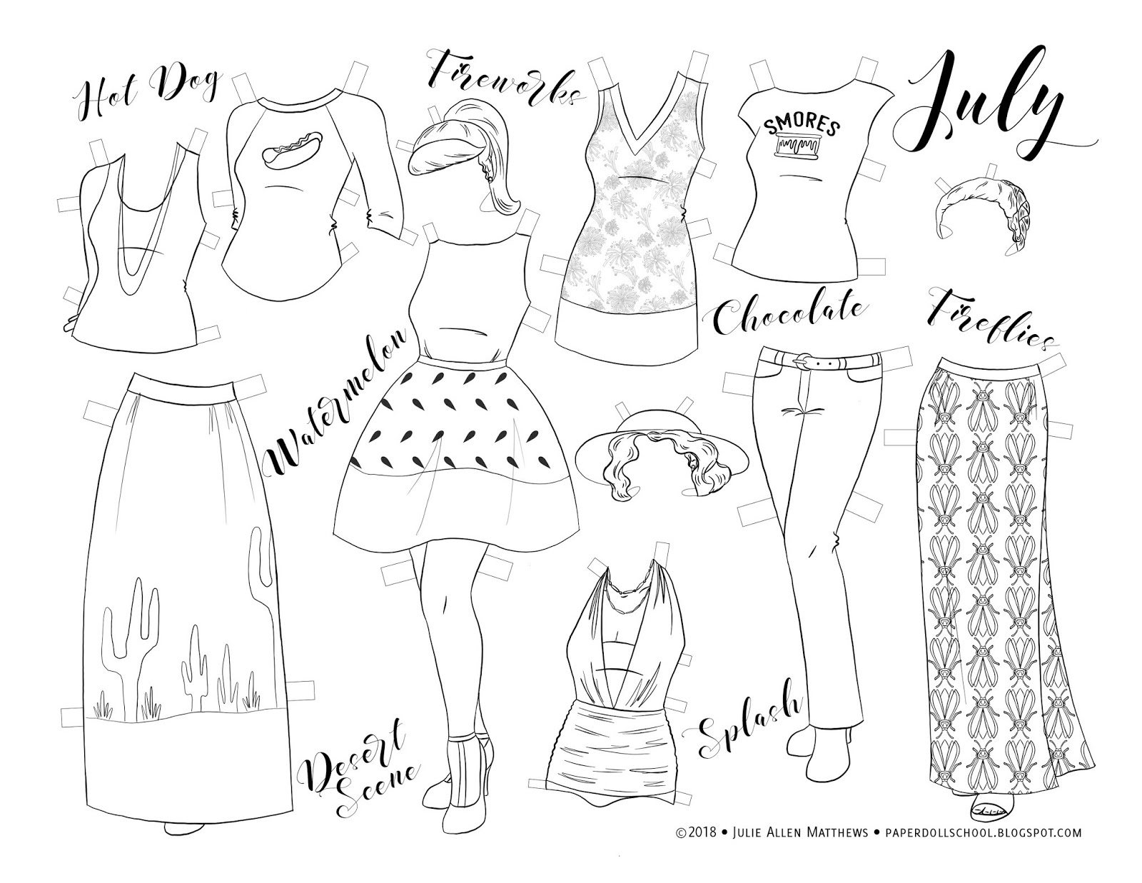 Paper Doll School: July Paper Doll - Set 1
