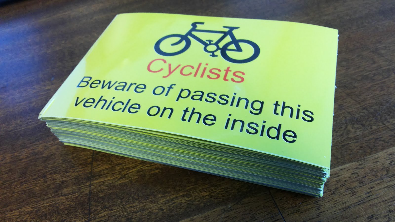 The Green I Signs Blog: cyclists beware stickers for GCS Johnson's ...