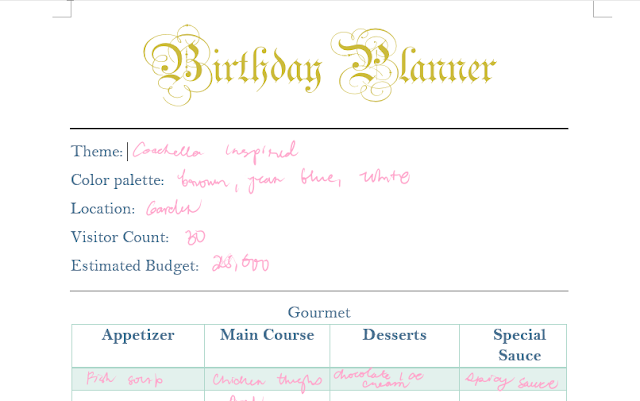 Free Simple Birthday event planner | ReshaDollyPrincess