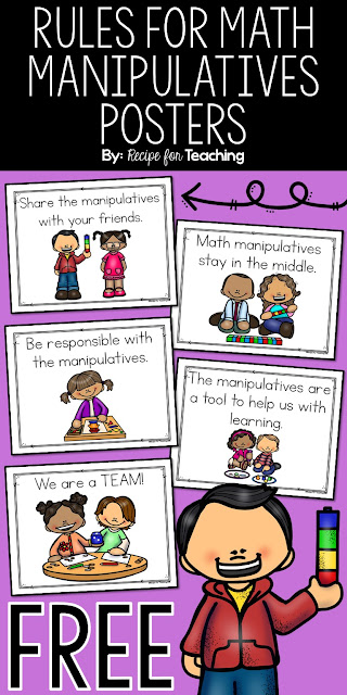 Rules for Math Manipulatives Posters - Recipe for Teaching
