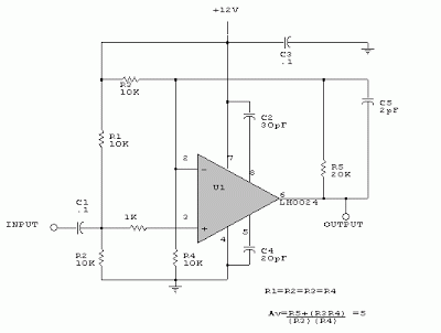 Video Signal Amplifier Using with LH0024 Circuit Diagram