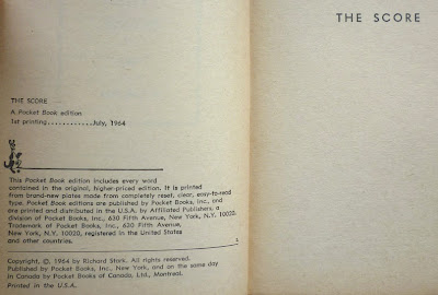 Existential Ennui: Westlake Score: The Score by Richard Stark; US ...