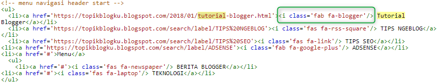 Cara Menambahkan Icon Di Menu Navigasi Dengan Font Awesom - Topik Blogku