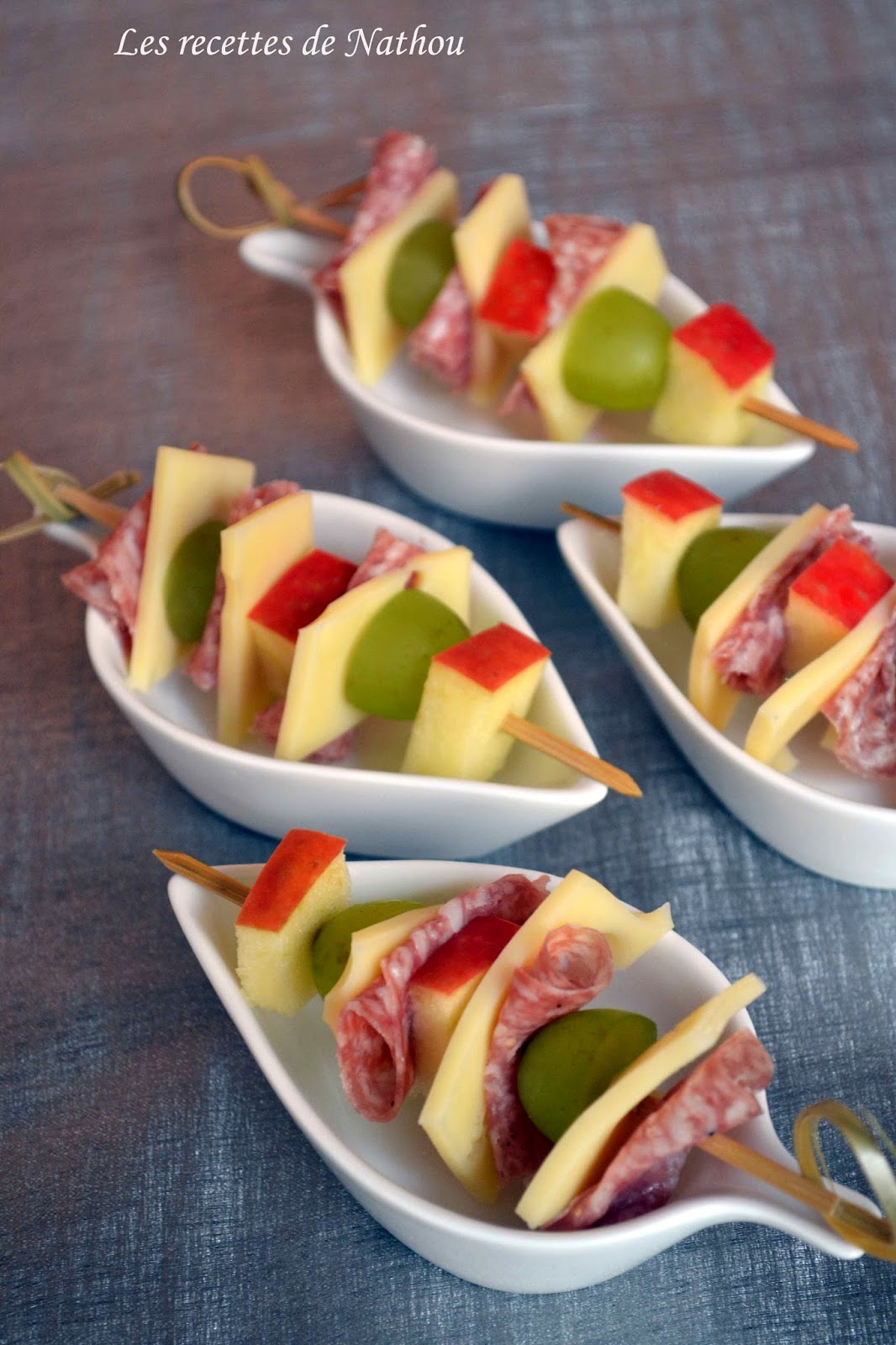 Ma cuisine au fil de mes idées...: Brochettes de fruits, fromage et salami