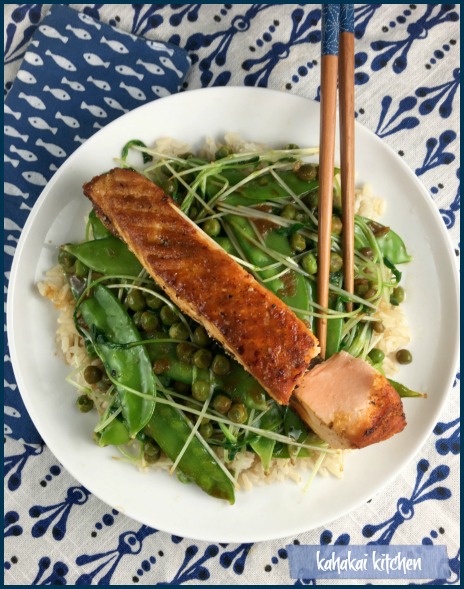 Kahakai Kitchen: Eric Ripert's Seared Salmon; Sauteed Pea Shoots & Peas ...