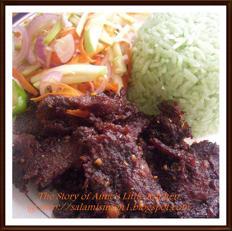 Nasi Epal, Daging Rusa Dendeng & Kerabu Epal Hijau - Amie's Little Kitchen