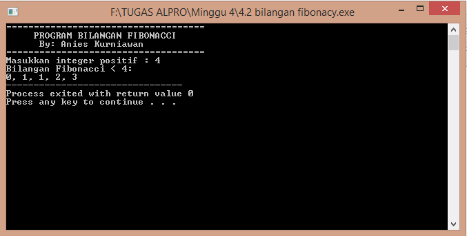 Program Bilangan Fibonacci dengan C++