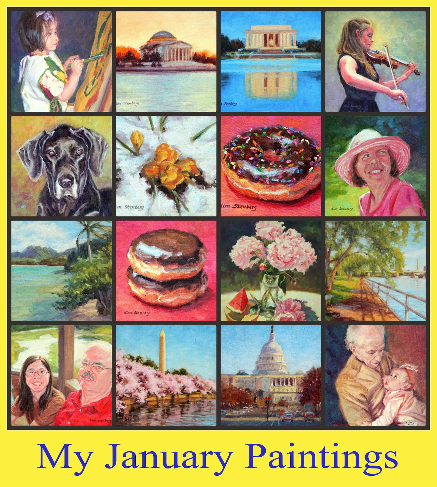 Kim Stenberg's Painting Journal: Collage of My January Paintings