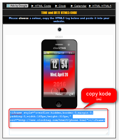 Cara Menambahkan Jam Dan Kalender Di Blog