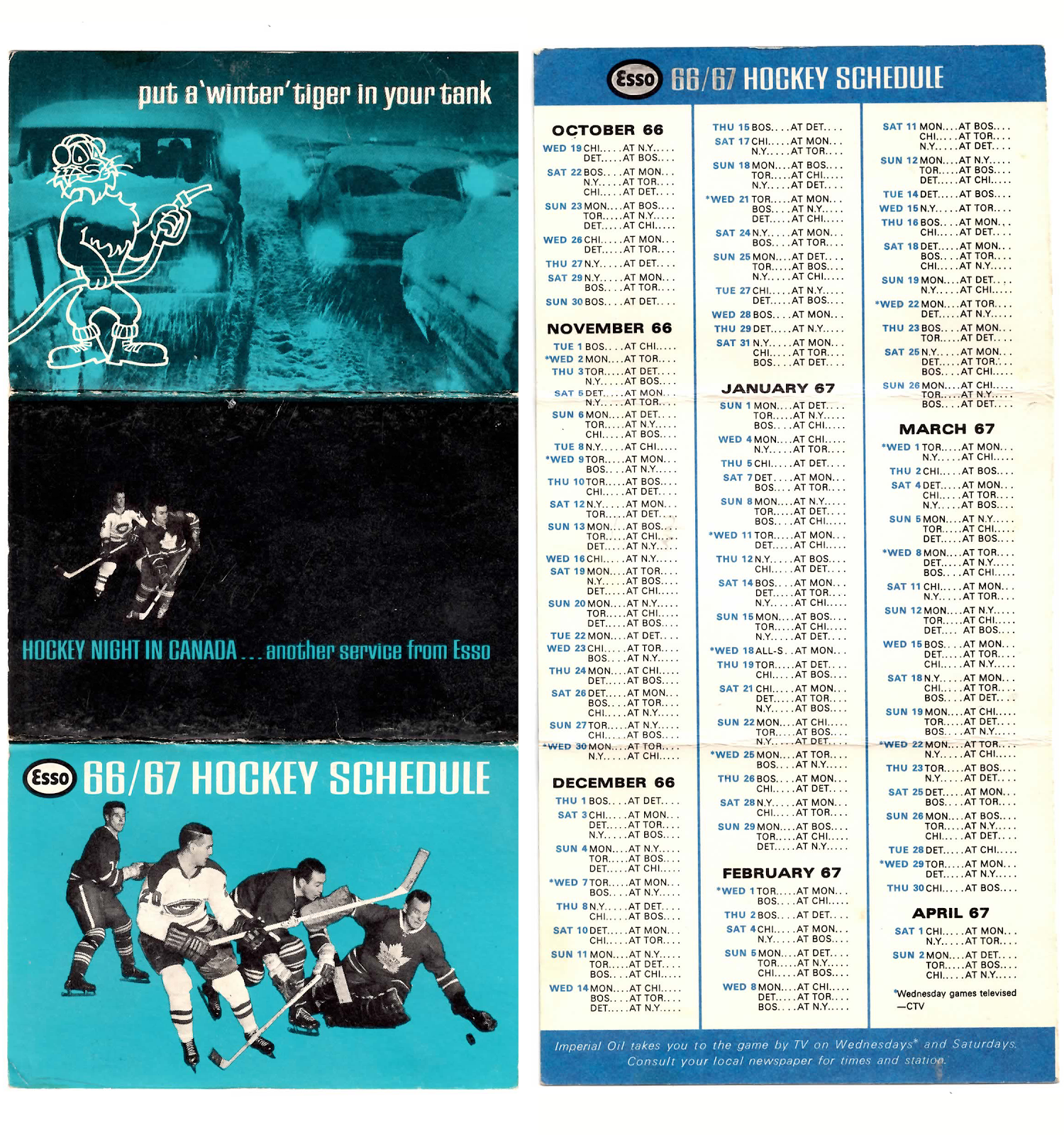 Vintage NHL Schedules Vintage NHL Schedules