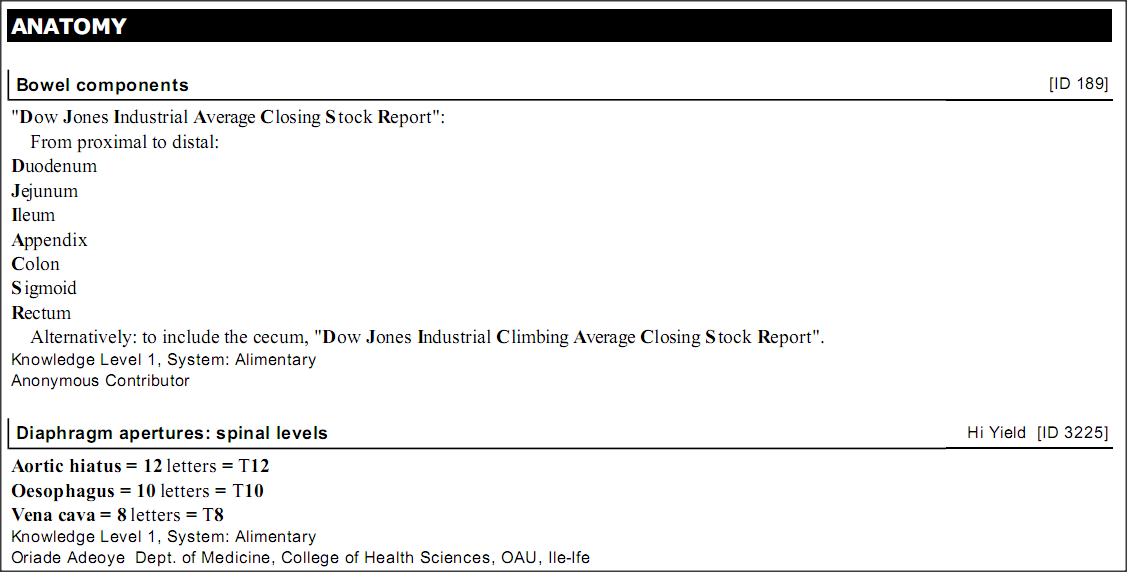 Medical Education for Students: Medical Mnemonics