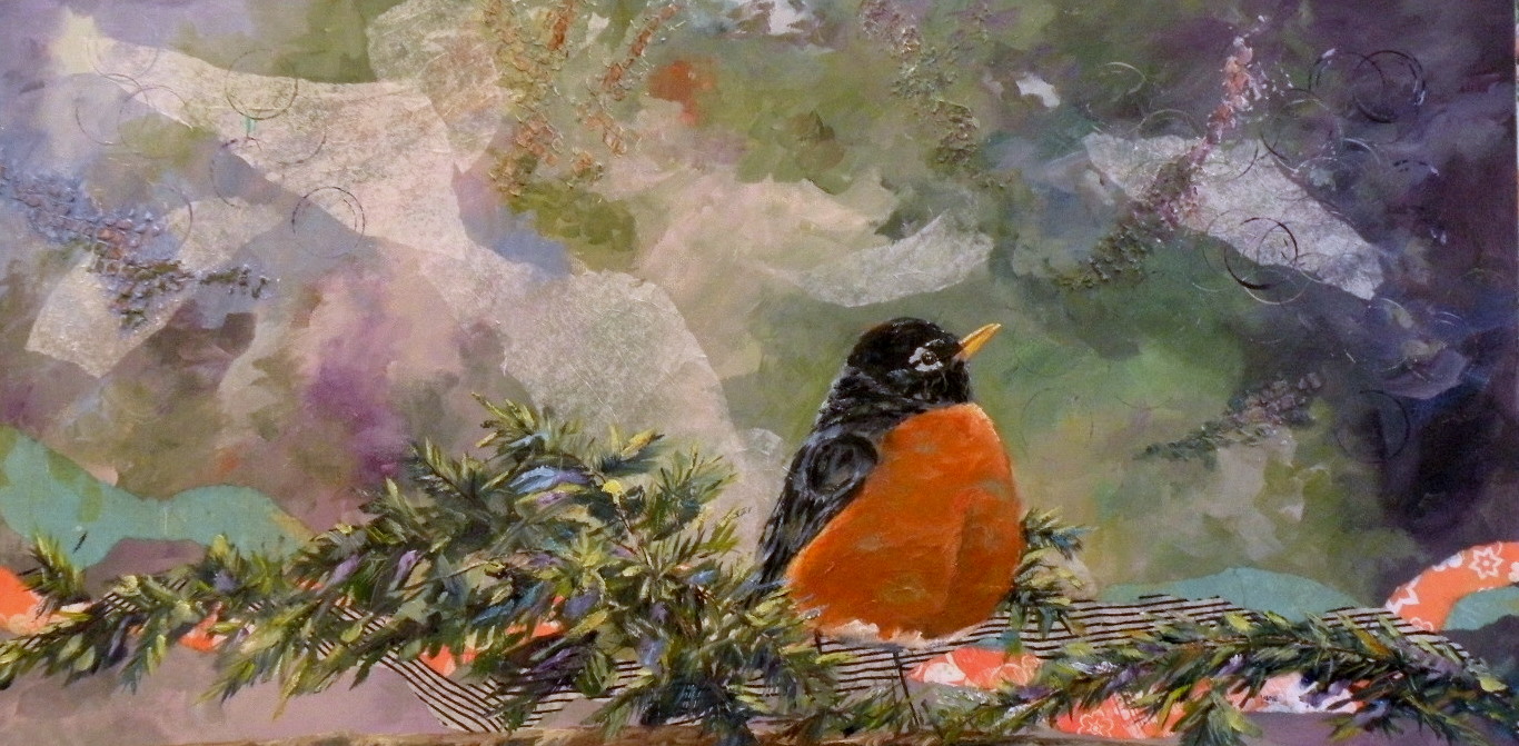 ART FOR LIFE: "ROBIN" ORIGINAL MIXED MEDIA PAINTING OF A ROBIN ...