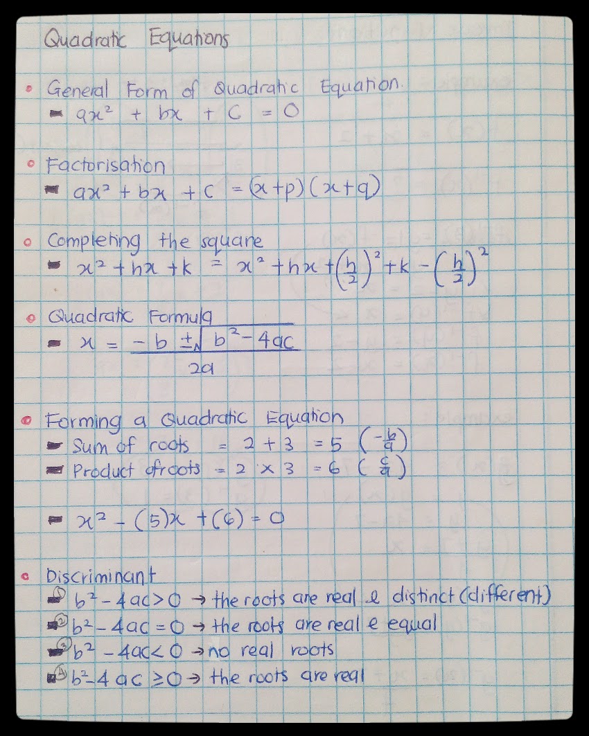 Mathbeautic: Add Math (Form 4): Quadratic Equations (formulae)