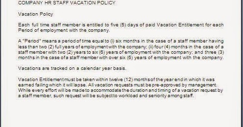 Employee Vacation Policy Sample