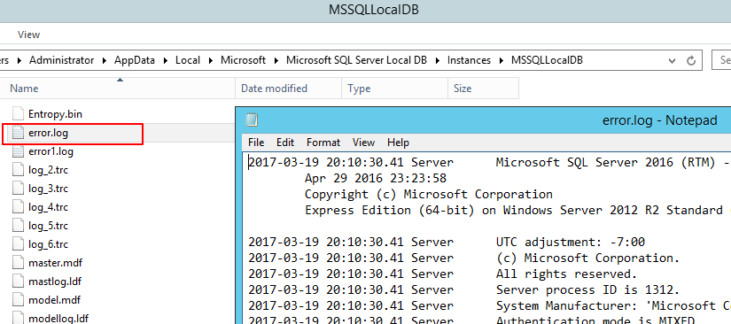 Simple setup tutorial for MSSQL LocalDb