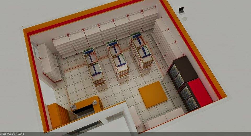 interior design & specialist meja kasir: 3d store design , desain toko 3d