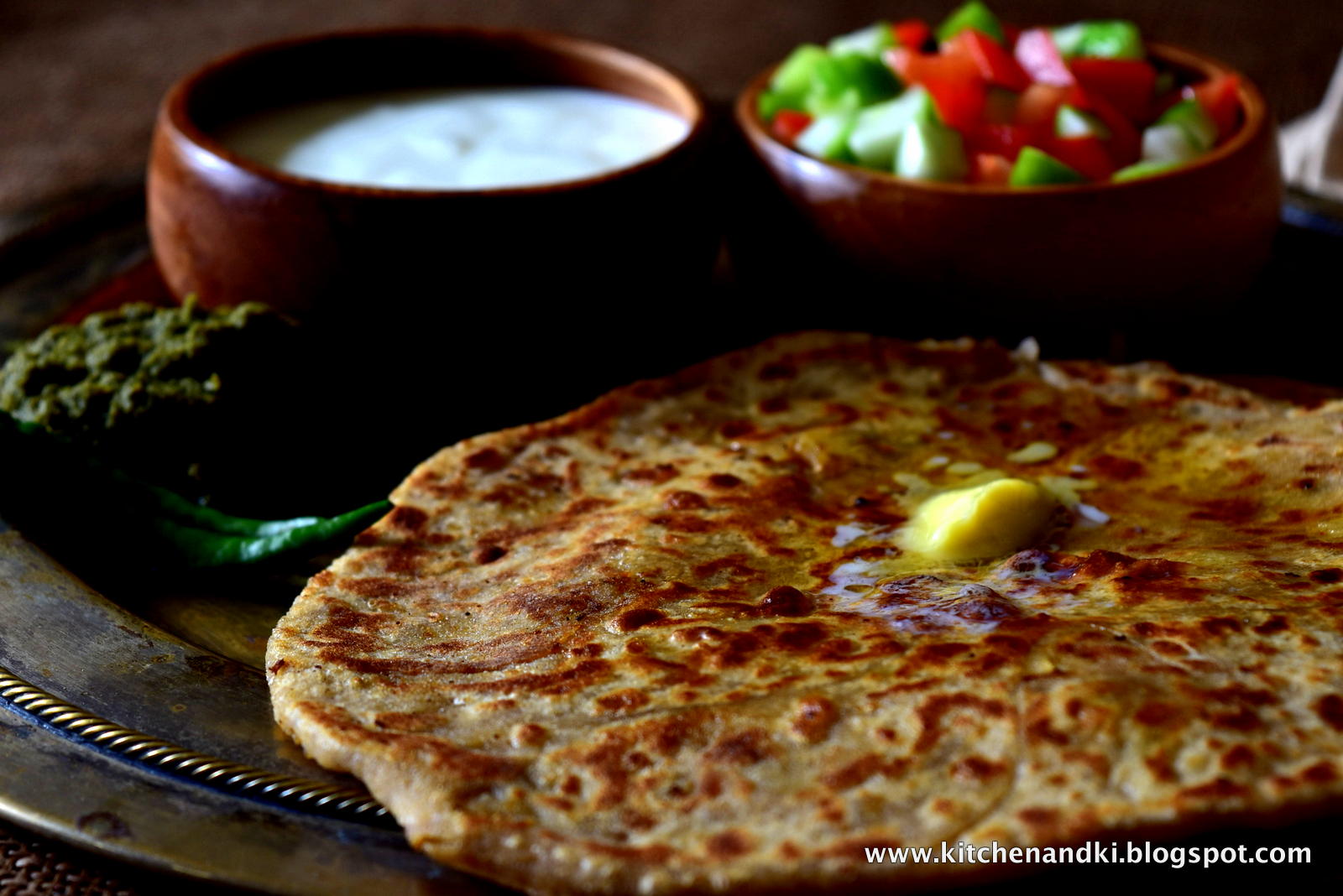 Aloo- Pyaaz Paratha/ Flatbread stuffed with Potato and Onions