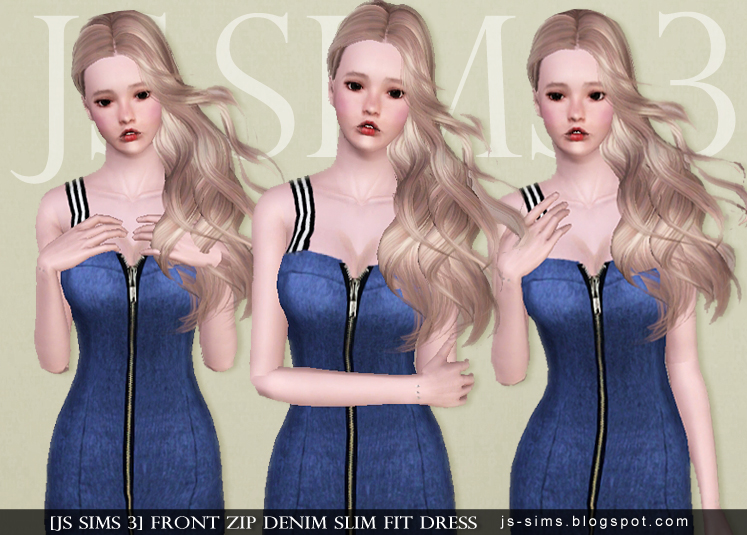 [JS SIMS 3&4] Front Zip Denim Slim Fit Dress－JS SIMS｜痞客邦
