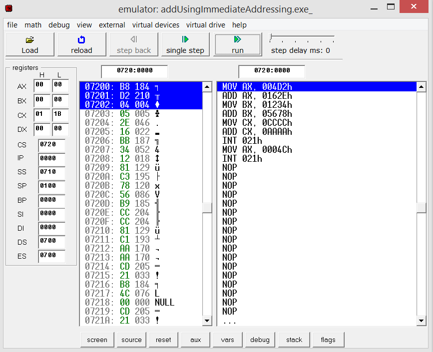 Program to add numbers using immediate addressing in Assembly Language ...