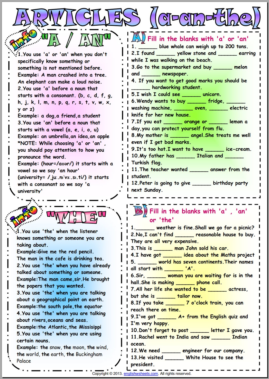 home school: articles a-an-the 1