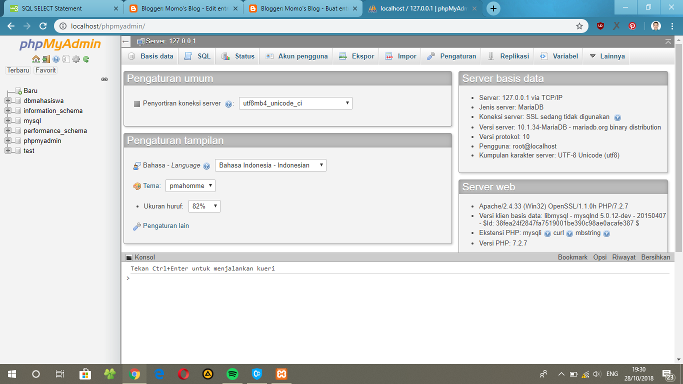 Penggunaan SQL dengan PHPMyAdmin
