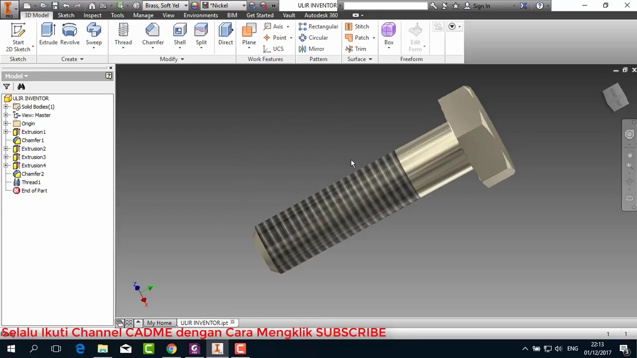 Tips Mudah Menggambar Baut pada Inventor Professional Menggunakan Cool ...