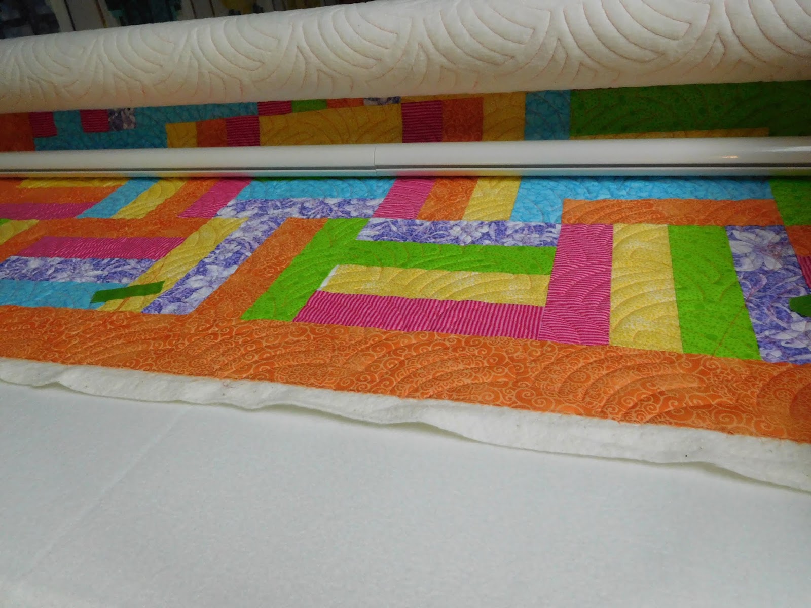 Food and Fiber Floozie: Bright Strata quilted, Two Step loaded
