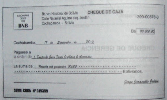 Cheque de Caja | FINANZAS y CONTABILIDAD