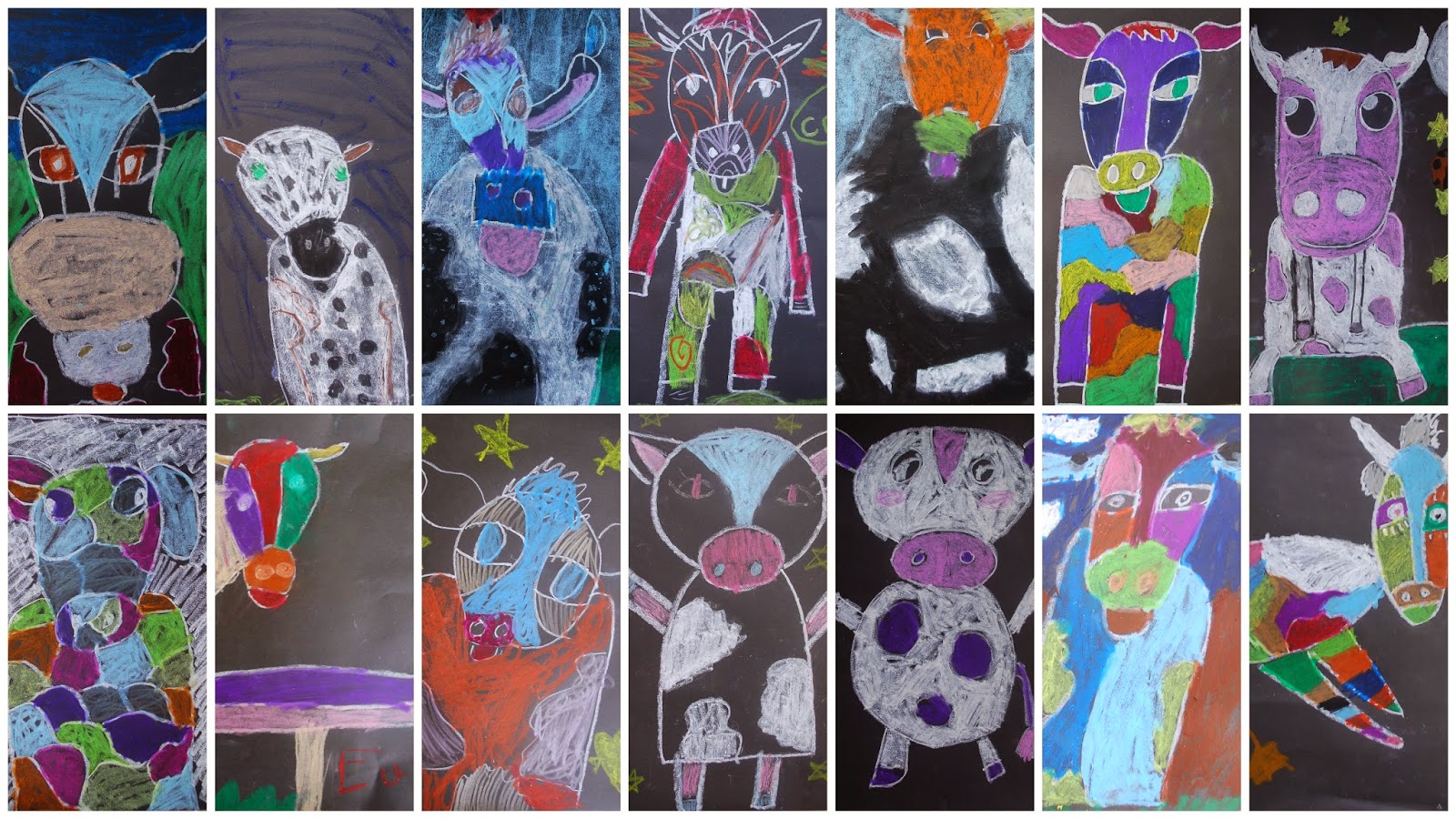 Sunnyside Art House: Peter Diem Cows in Oil Pastel