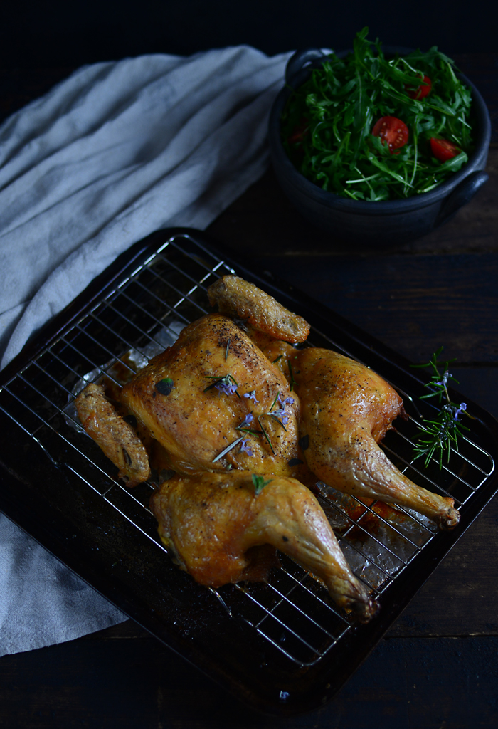 Lemon & Vanilla: Roasted butterflied chicken / Frango assado no forno.