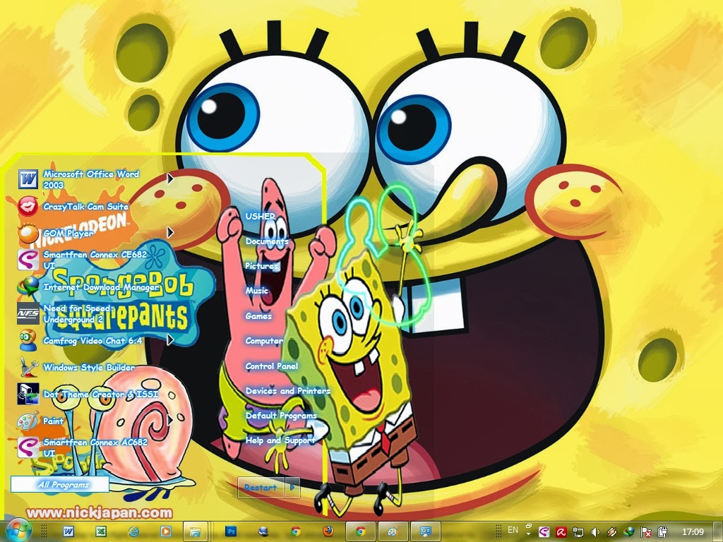 Spongebob Theme Windows 7 By Yunz | Anime Theme Windows 7 Skins
