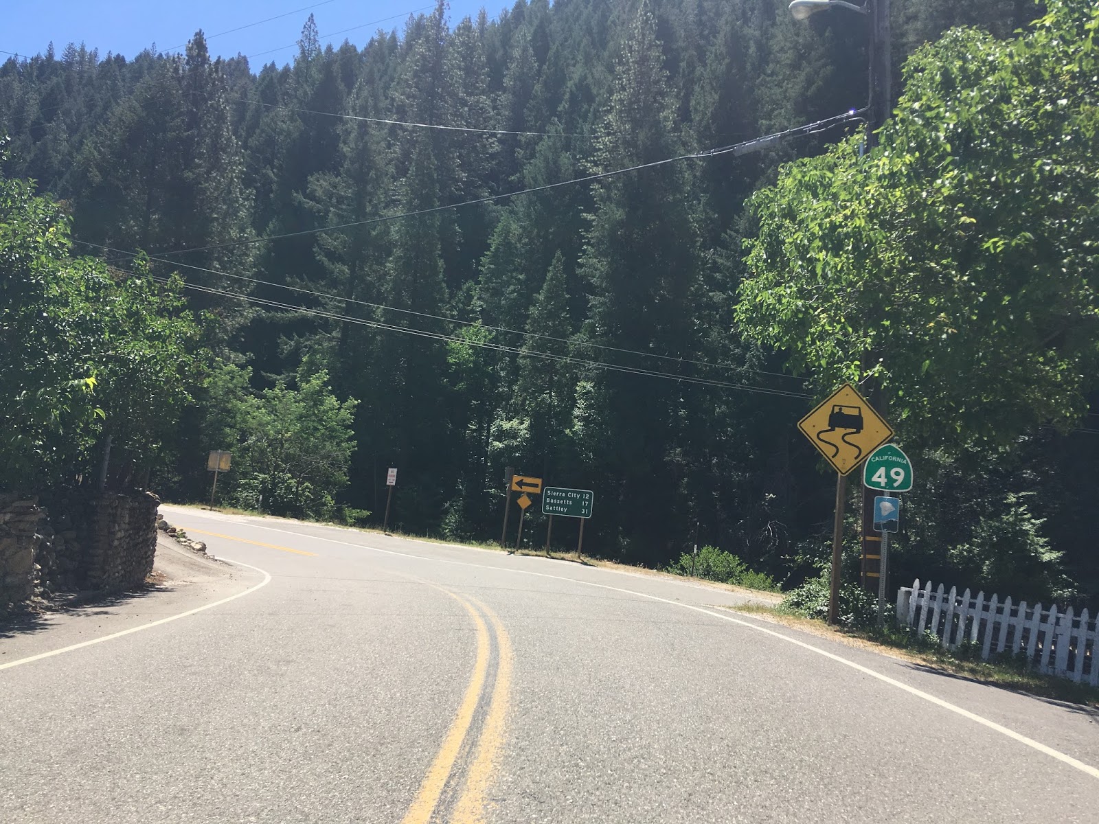 The alignment history of California State Route 49 in Downieville