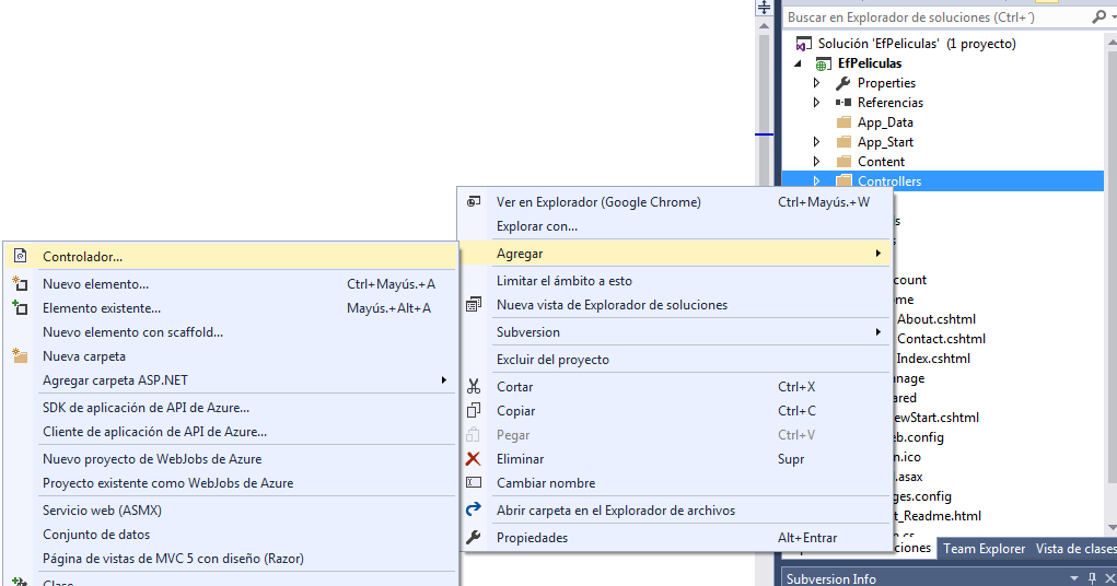 Codigo JR3: Adicionar un controlador usando vistas Entity Framework