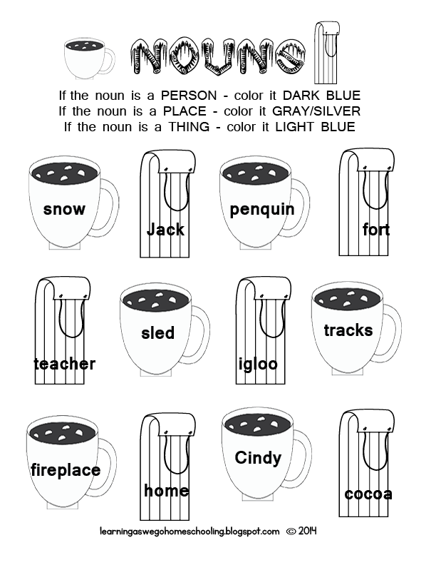 Learning As We Go: Nouns - Winter Theme - Printable