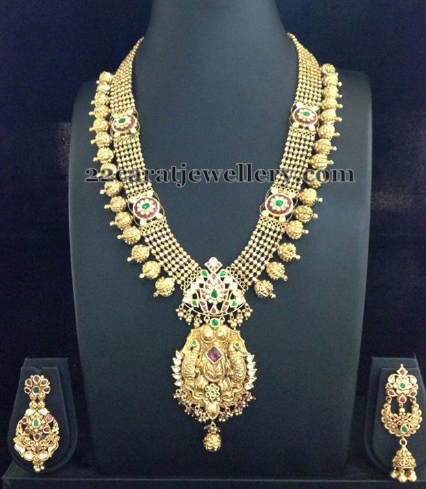 Nakshi Balls Edged Gold Long Chain - Jewellery Designs
