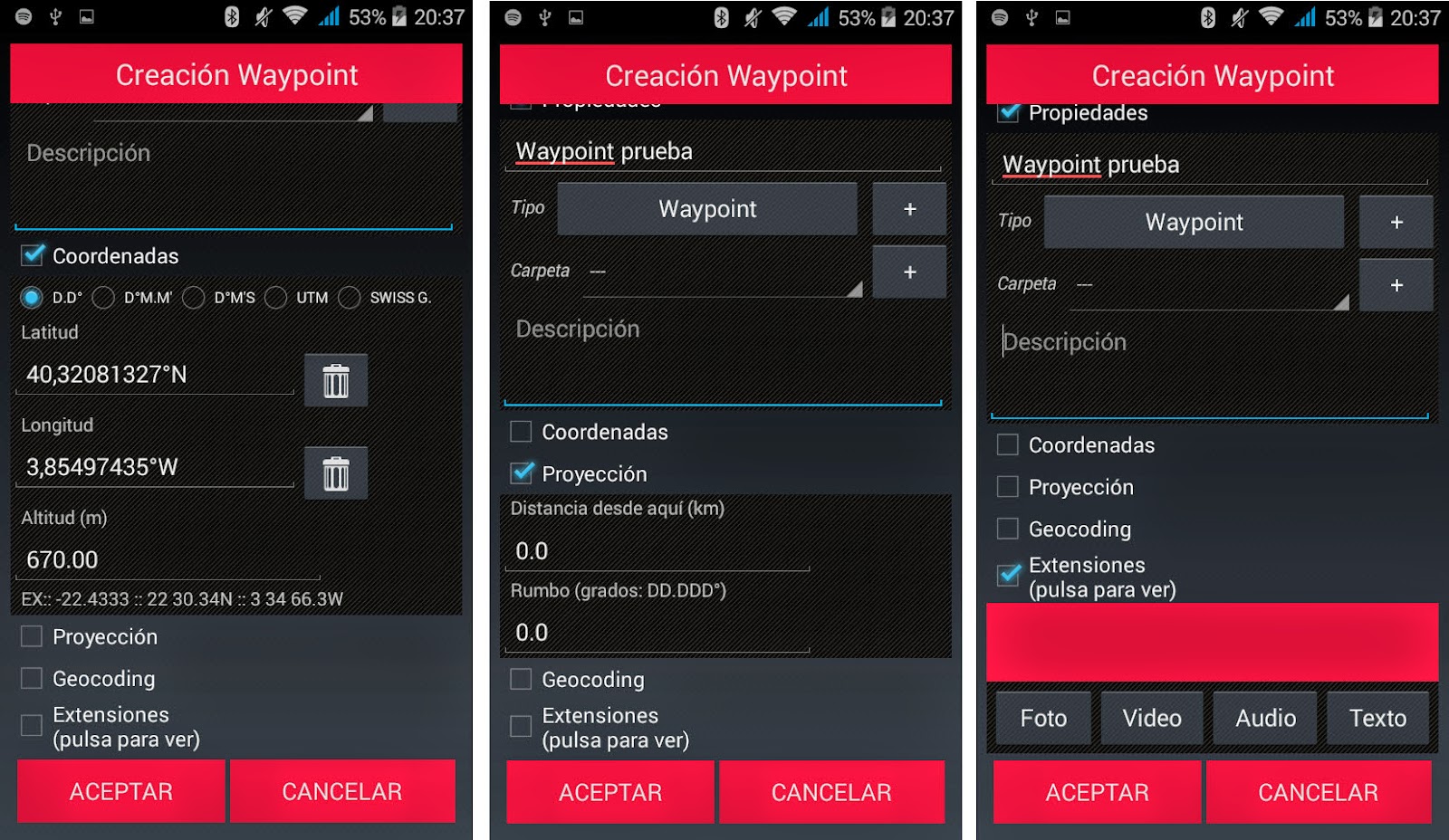 OruxMaps II: waypoints. - EspanaMapa