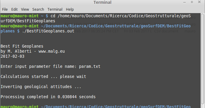 geo-script: A Linux tool for calculating local best-fit plane attitudes from geological traces