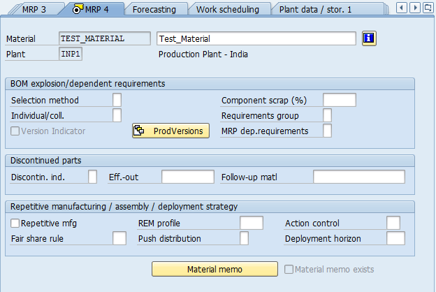 Learn easy with Screen Shots: How to create a Material Master MRP4 view