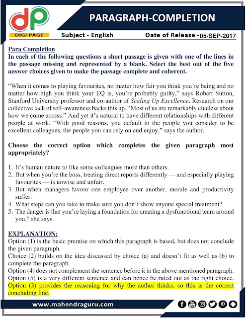 DP | Paragraph-Completion | 05 - 09 - 2017